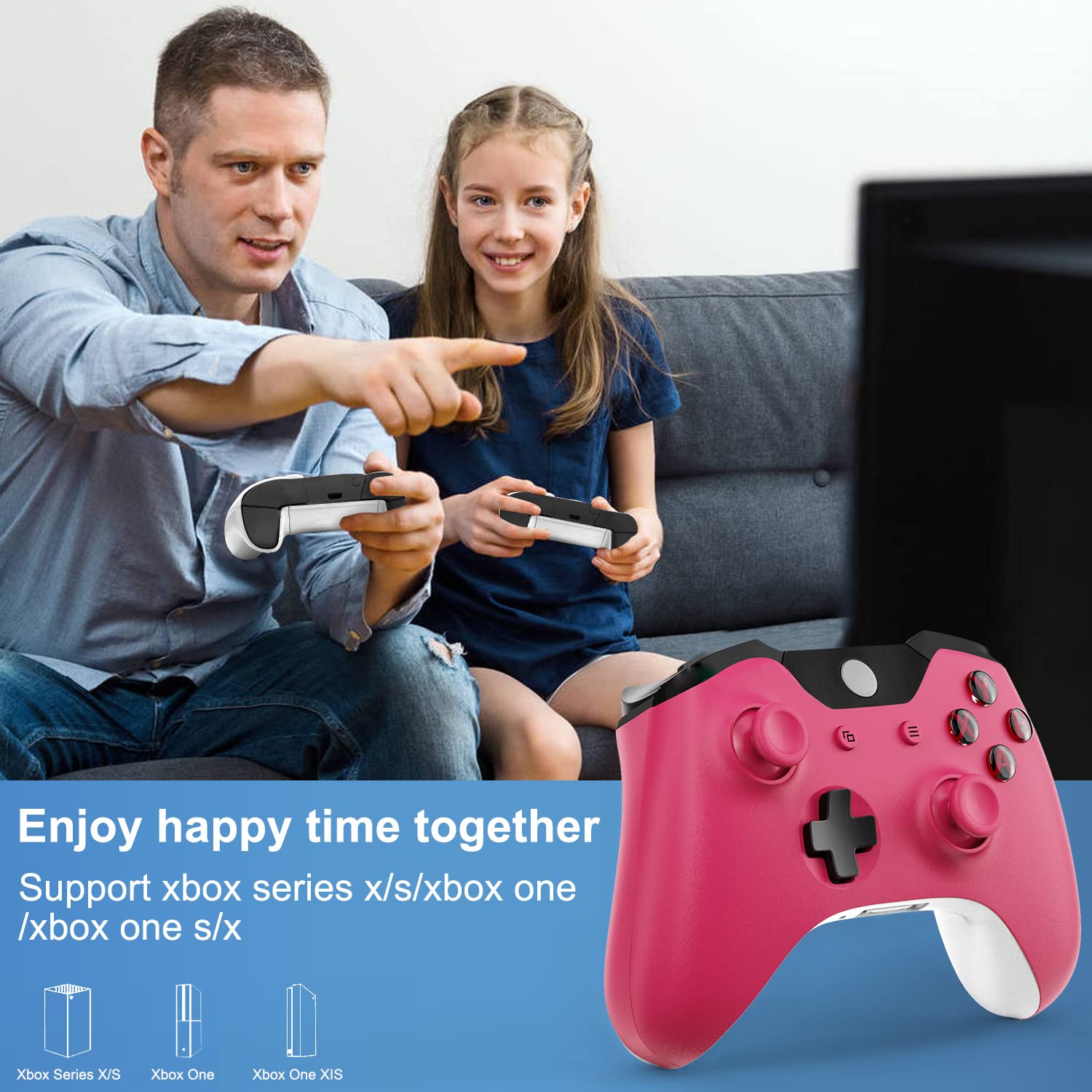 usergaing Neon Pink Controller Replacement for Xbox One,Xbox Series X/S,Xbox One X/S,Windows 10 PCs,Wireless Gamepads with 3.5mm Headphone Jack