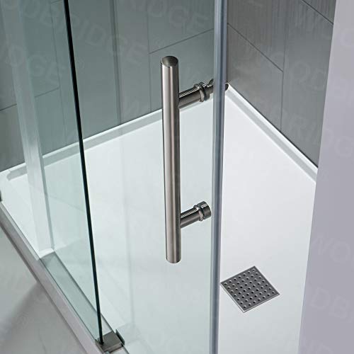 WOODBRIDGE Frameless Sliding Bathtub Door, 56"-60" Width, 62" Height, 3/8" (10 mm) Clear Tempered Glass, Brushed Nickel Finish, Designed for Smooth Door Closing and Opening. MBSDC6062-B4