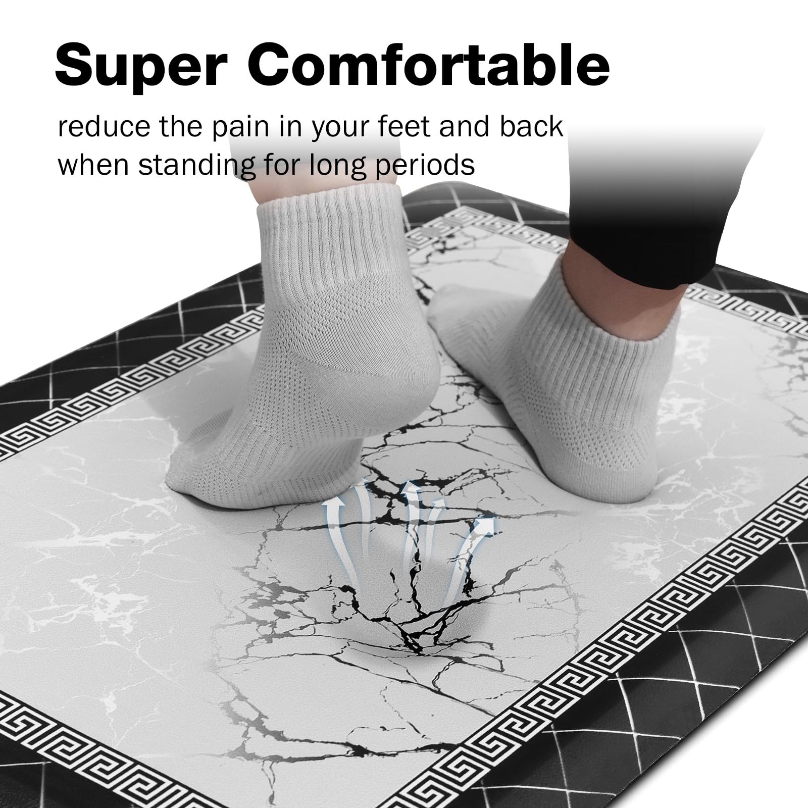 Opulentix Marble Kitchen Mat, 1/2 Inch Thick Black and Gold Waterproof Kitchen Rugs Non Slip, Cushioned Anti Fatigue Kitchen Mats for Floor Standing Desk Office in Front of Sink, 17.3"x28"