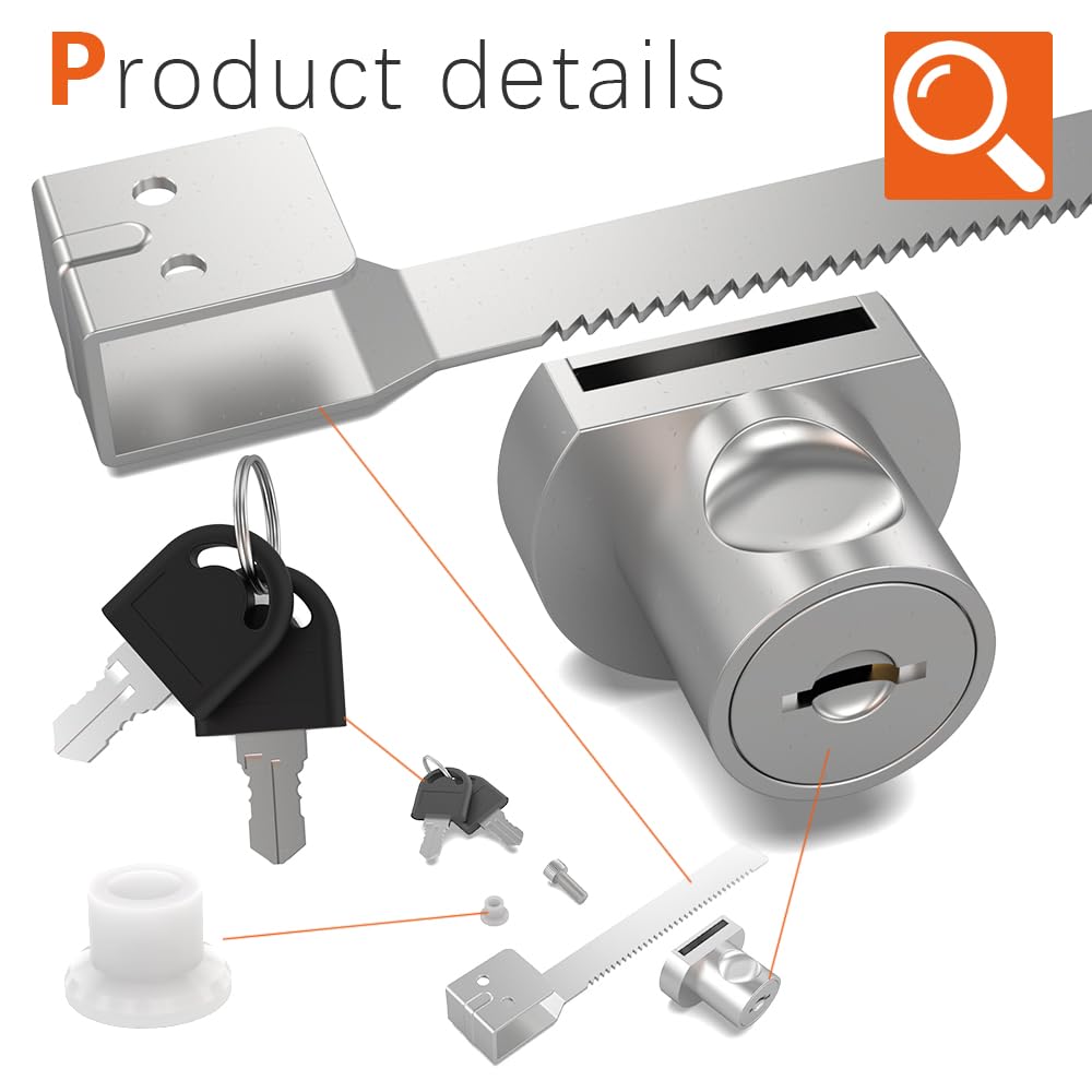 MZCR-NNML Sliding Glass Door Ratchet Lock Display Case Lock with Chrome Finish Keyed Alike - 3 Pack