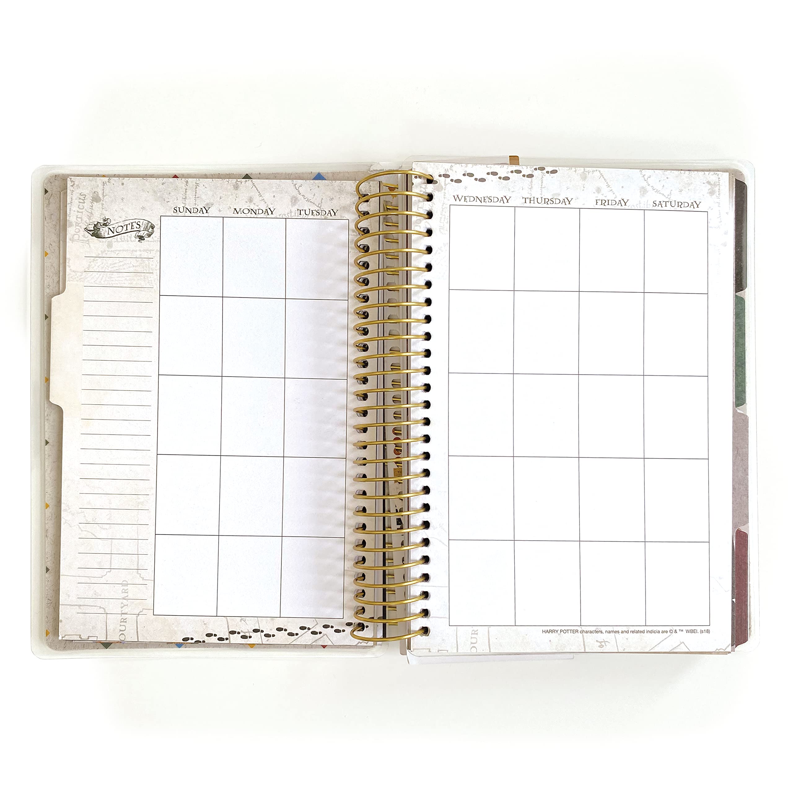 Paper House Productions Harry Potter 12 Month Undated 7.5" Planner with Month and Event Flag Stickers - Hogwarts Founders Crest