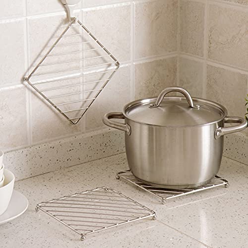 Stainless Steel Trivets for Hot Pots and Pans, VIDAYA Luxury Metal Pot Holders -Multi-Use Great Heat Resistant Hot Pads for Kitchen Counter, Upgrade Enlarged Diameter Hot Plate Holder (3 Pack)