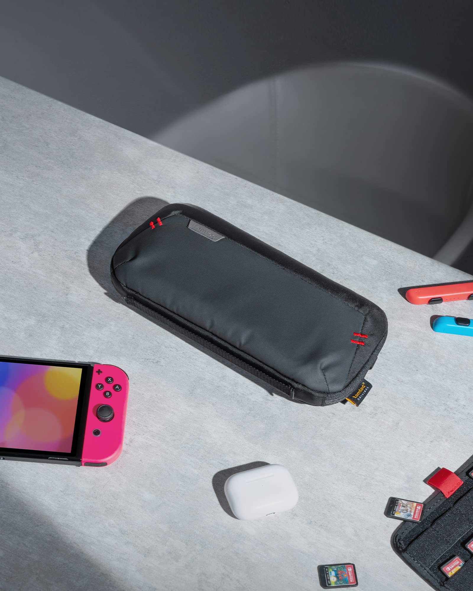 tomtoc Carrying Case for Nintendo Switch OLED Model & Original Nintendo Switch & Odin 2, Portable Storage Travel Bag Ultra Slim Soft Pouch with 20 Game Card Slots and Accessory Pocket