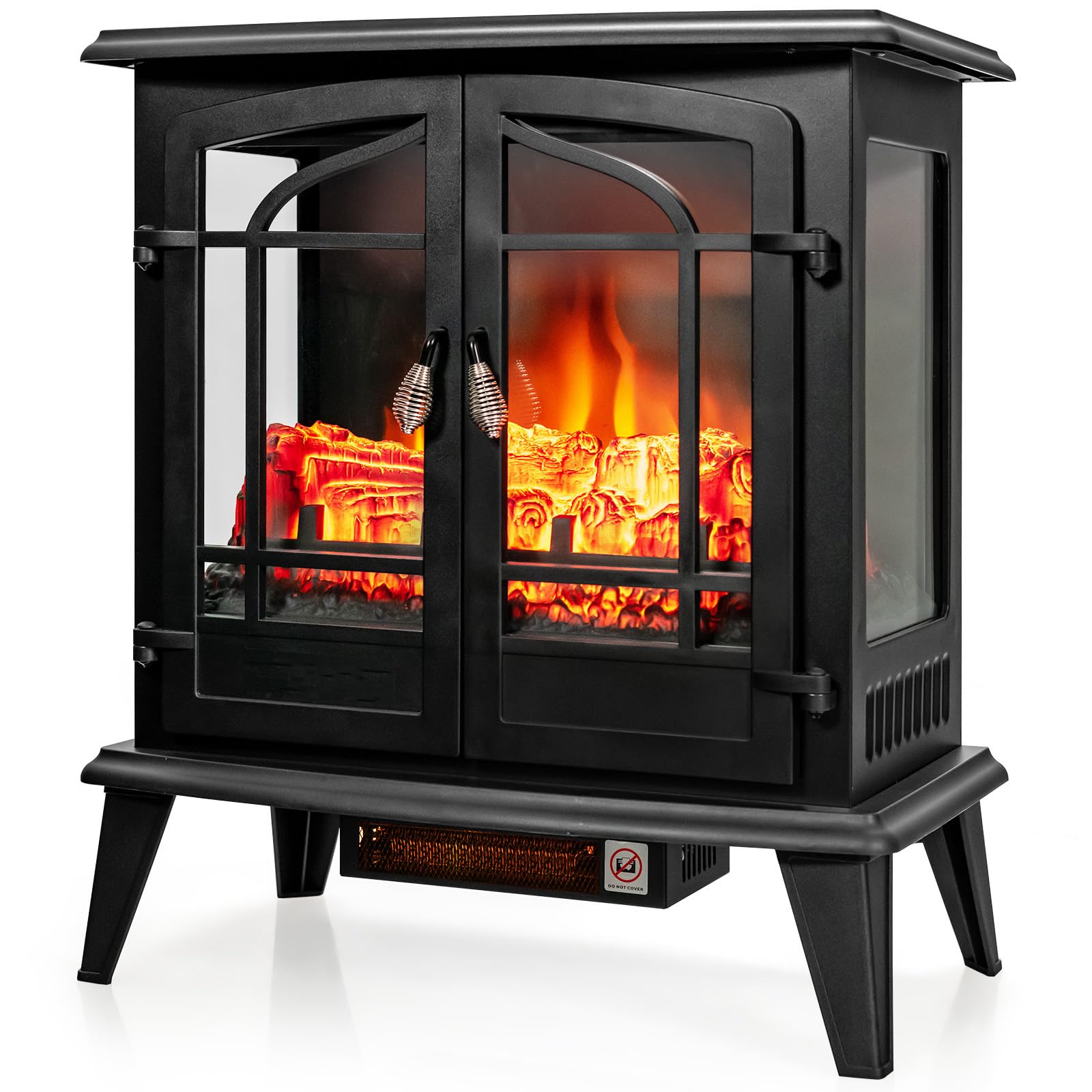 ORALNER Electric Fireplace Heater 25-Inch, Freestanding Fireplace Stove with Realistic 3D Flame Effect, Overheat Protection, Portable Fireplace for Living Room,Bedroom, 1400W, Black