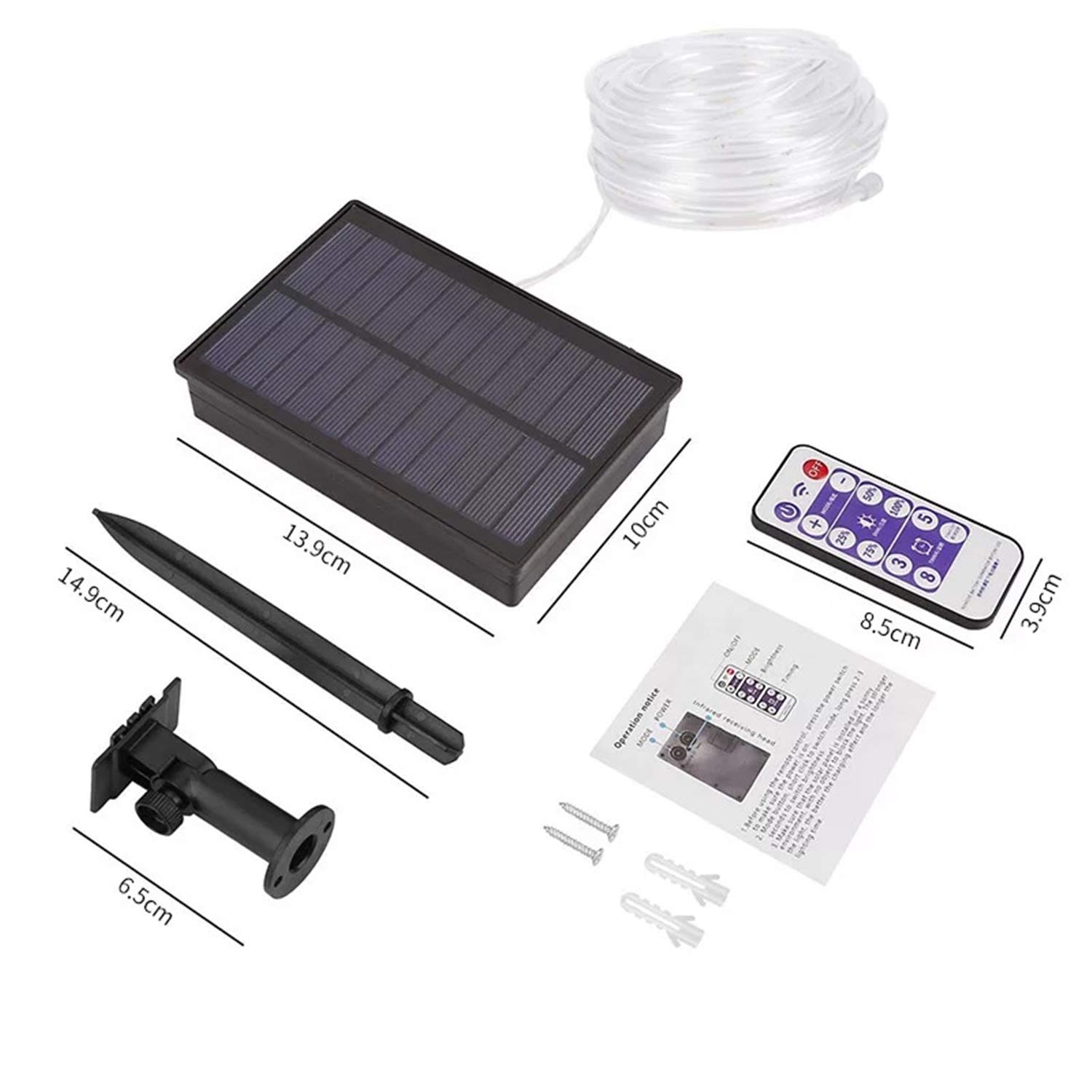 LEOHOME Outdoor Solar String Lights with Remote/Timer/Dimmer, 39ft 100 LED Waterproof Solar Rope Lights for Garden Porch Backyard Gazebo Pergola Tents Cafe Bistro Wedding Party Decor (White)