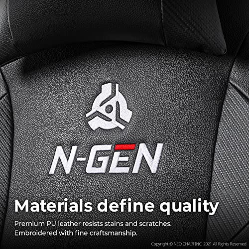 N-GEN Gaming Chair Ergonomic Office PC Desk with Lumbar Support Flip Up Arms Levelled Seat Style Headrest PU Leather Executive High Back Computer for Adults Women Men (4. Black)
