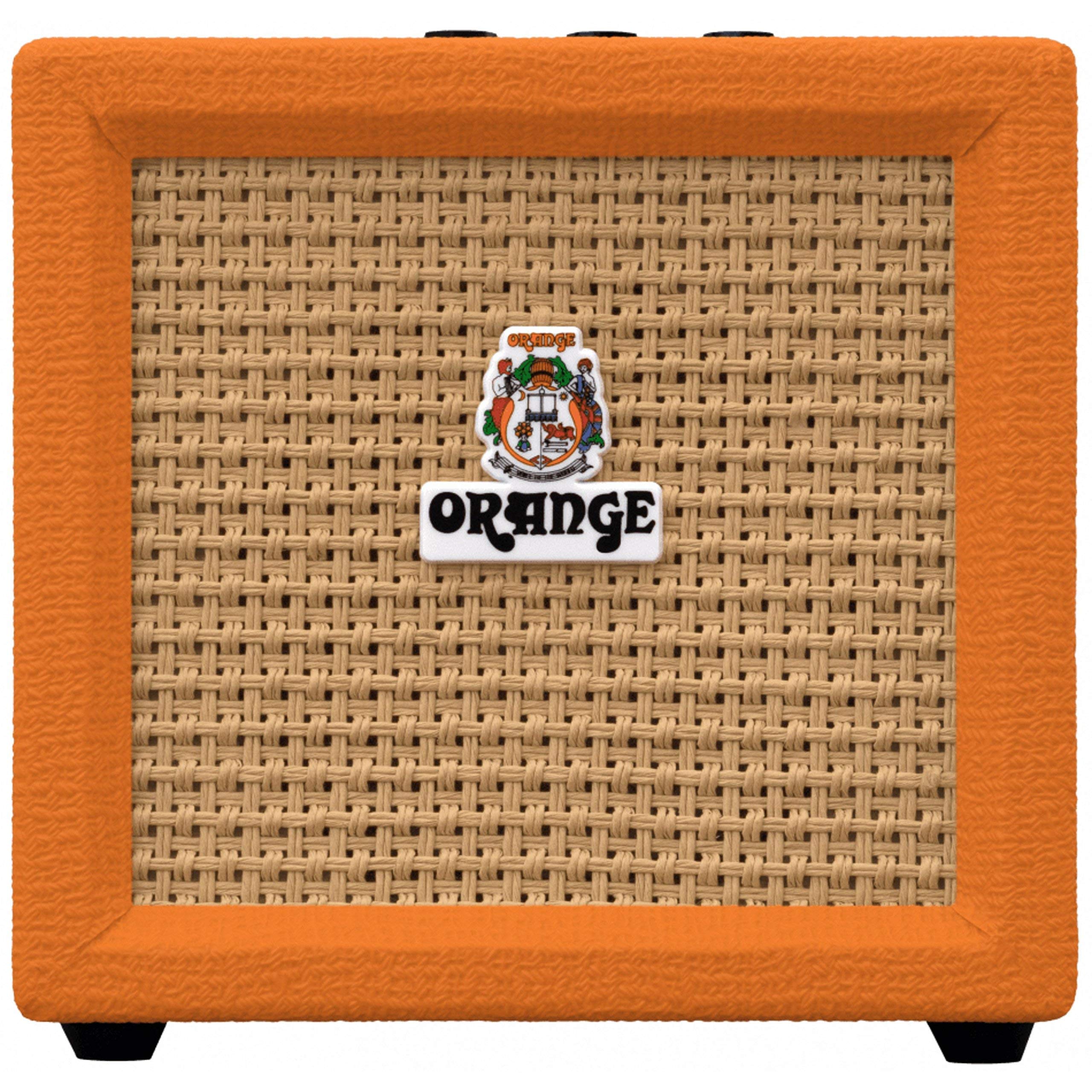 Orange Amps Crush Mini 3W Guitar Combo Amplifier (Orange) Bundle with Samson SR350 Over Ear Stereo Headphones, and Blucoil Slim 9V Power Supply AC Adapter