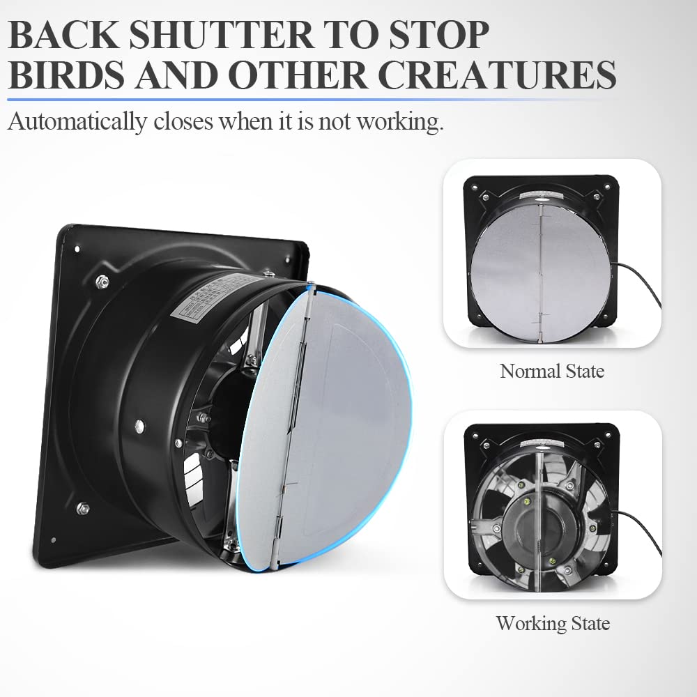 WiseWater 6 Inch Exhaust Fan, 110 V Wall Mounted Exhaust Fan, Low Noise 353 CFM Extractor with Variable Speed Controller for Kitchen, Bathroom, Smoking Room, Garage, Greenhouse, Attic, Farm