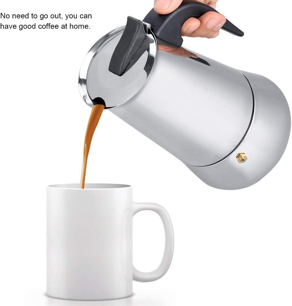 Stainless Steel Stovetop Espreeso Machine 9cup/450ml Coffee Maker Moka Pot Espresso Maker Italian Espresso Coffee Maker for Induction and Gasstove Electric Percolator Coffee Pot Espresso Pot