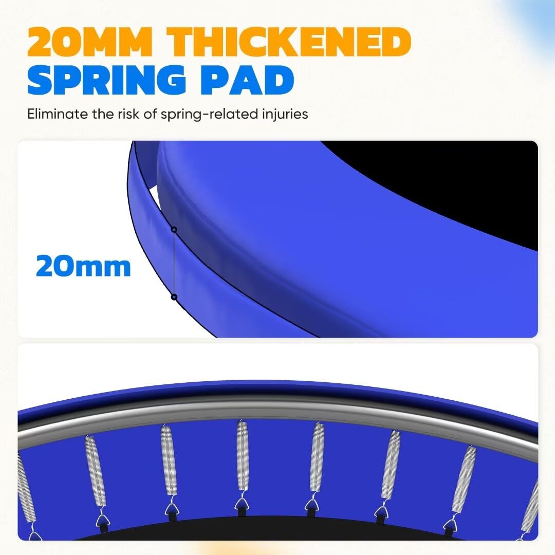 ORCC 1200LBS Weight Capacity 16 15 14 12 10ft Trampoline for Kids and Adults Outdoor Trampolines with Safety Enclosure Net Wind Stakes Non-Slip Ladder