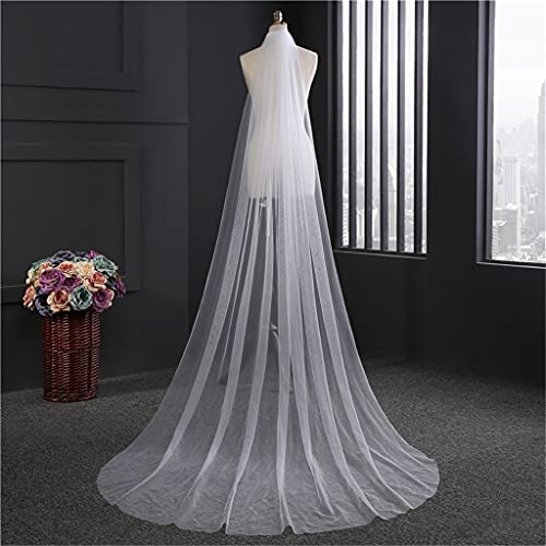XBWEI Bridal Veil with Comb, Fashionable Bridal Wedding Accessories, 1 Layer, White, Single, with Comb (Color : D, Size : 500 Centimeters)