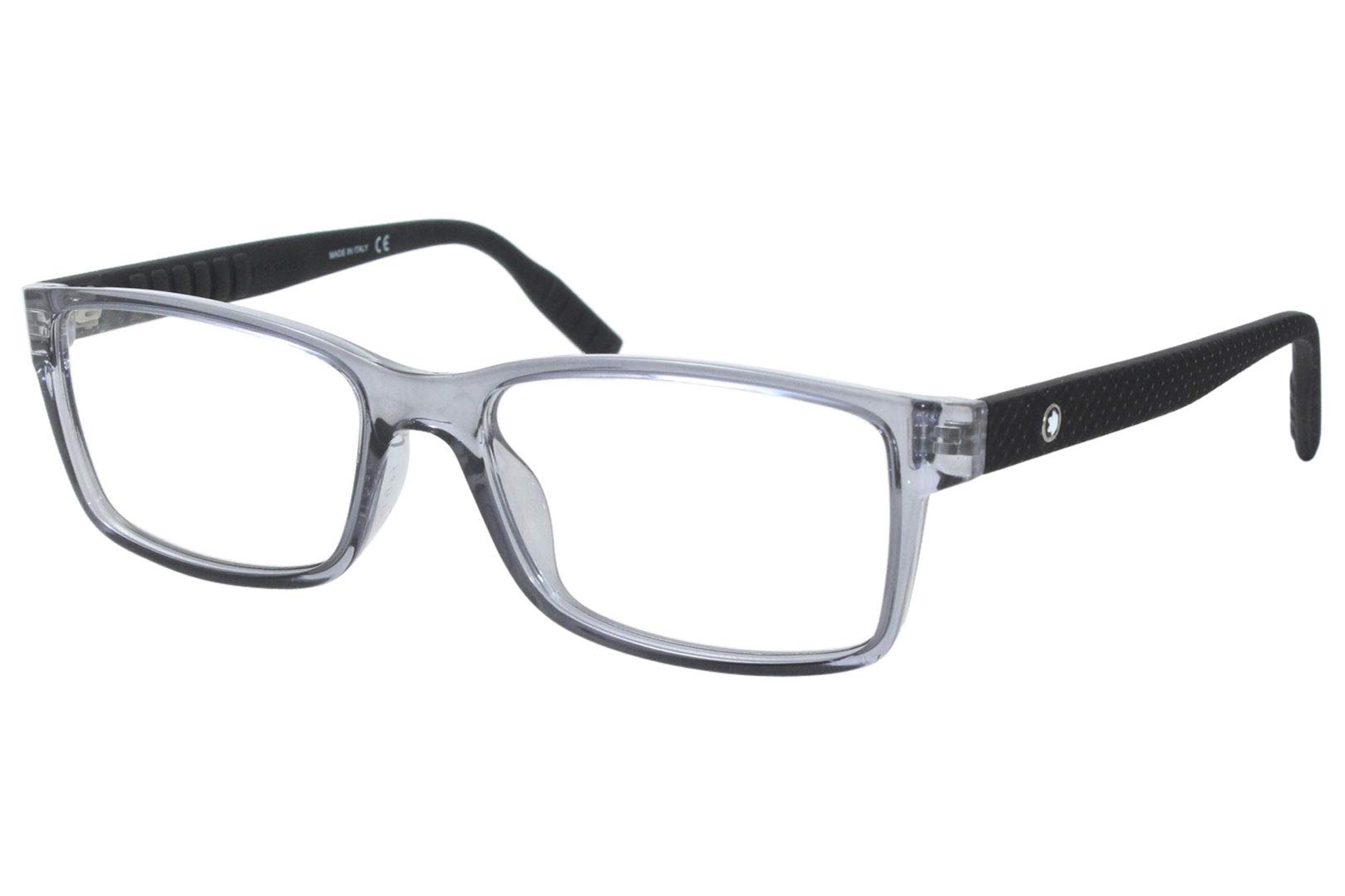 Montblanc Rectangular Eyeglasses MB0066O 003 Transparent Gray/Matte Black 56mm 0066