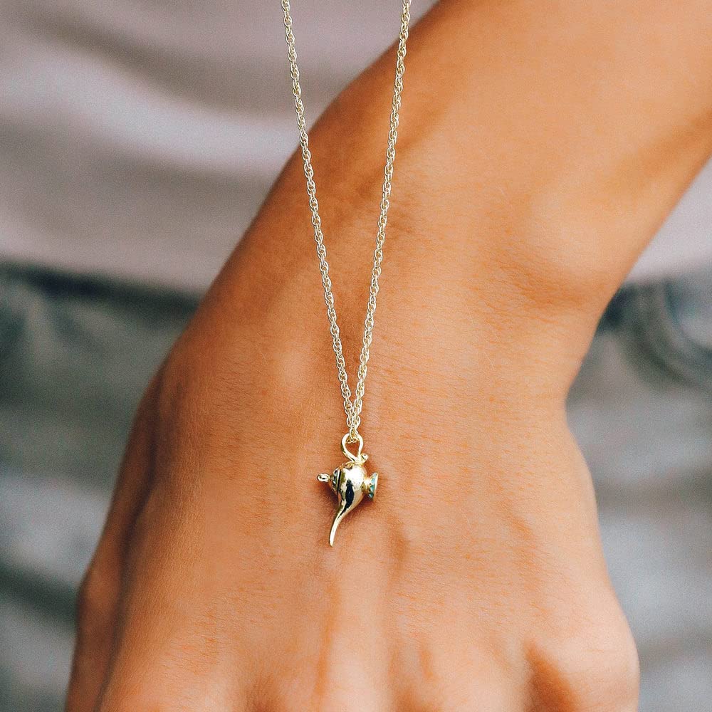 Pura Vida 20" Gold-Plated Disney Genie Lamp Necklace w/Opal Stone - Adjustable Chain, Brass Base - 2" Extender
