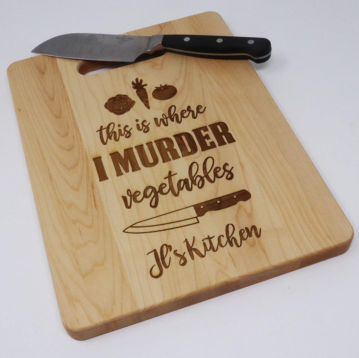 This is Where I Murder Vegetables Personalized Maple Cutting Board 9 x 12, Housewarming, Wedding Gift, Bridal Shower #2219