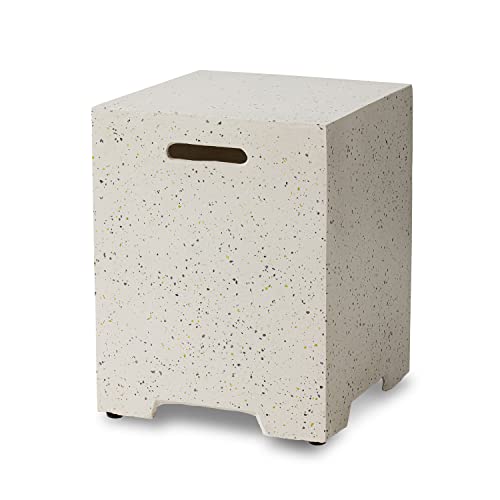 SUNBURY Tank Table for Gas Fire Pits, Spotted White Concrete Tank Cover with Side Handles Tank Cover, Suitable for 20 Gallon 16-inch Propane Tanks for Fire Pit Table