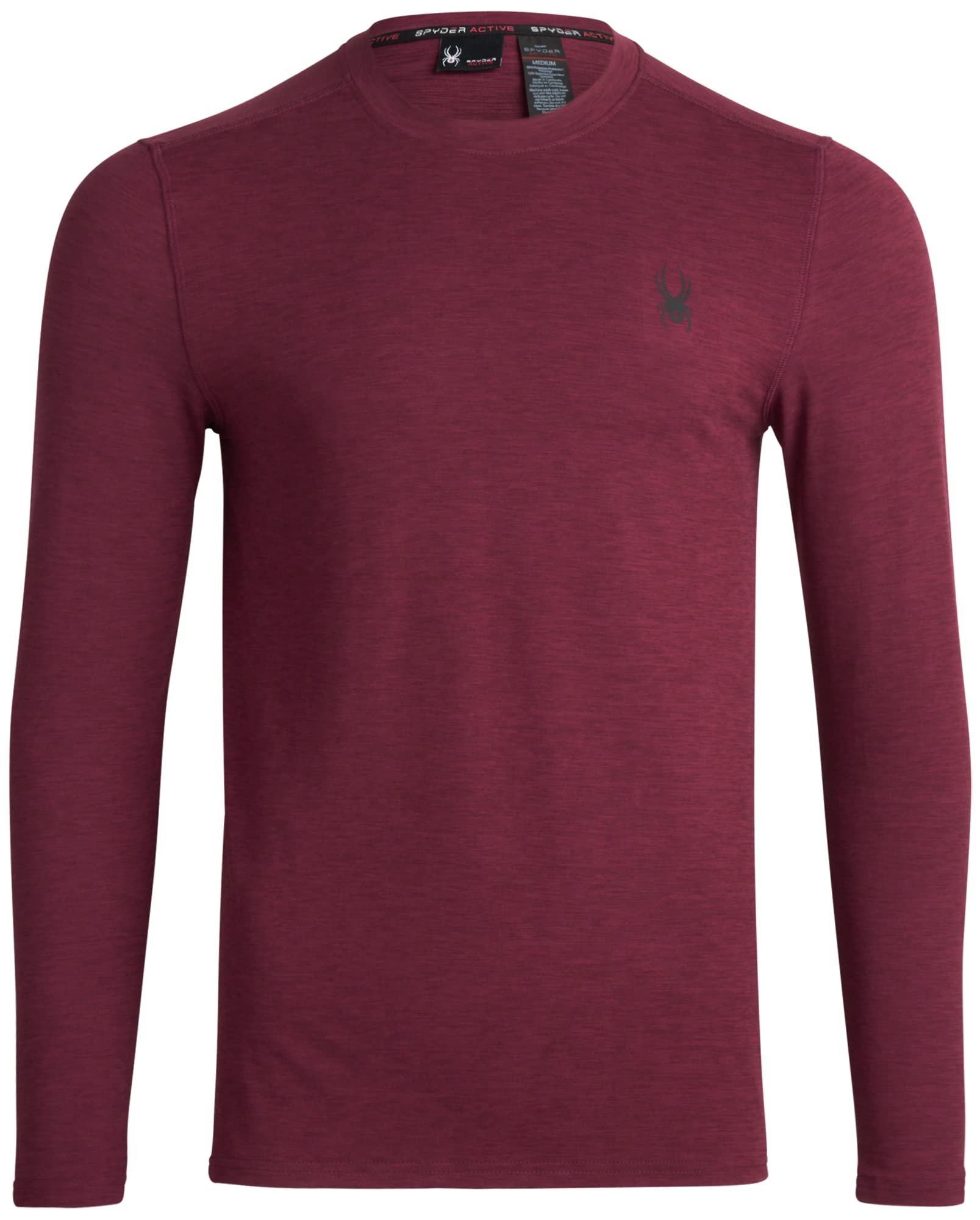 Spyder Men's Athletic T-Shirt - 2 Pack Dry-Fit Long Sleeve Active Performance Sports Tee (S-XL), Size M, Charcoal/Wine