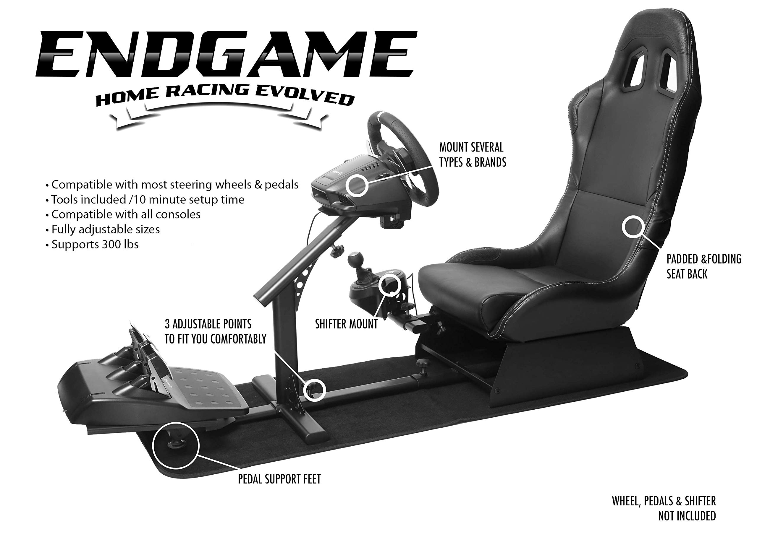 ProAm USA Racing Seat Gaming Chair Simulator Cockpit Steering Wheel Stand for Logitech G29 Thrustmaster Xbox Playstation PS4