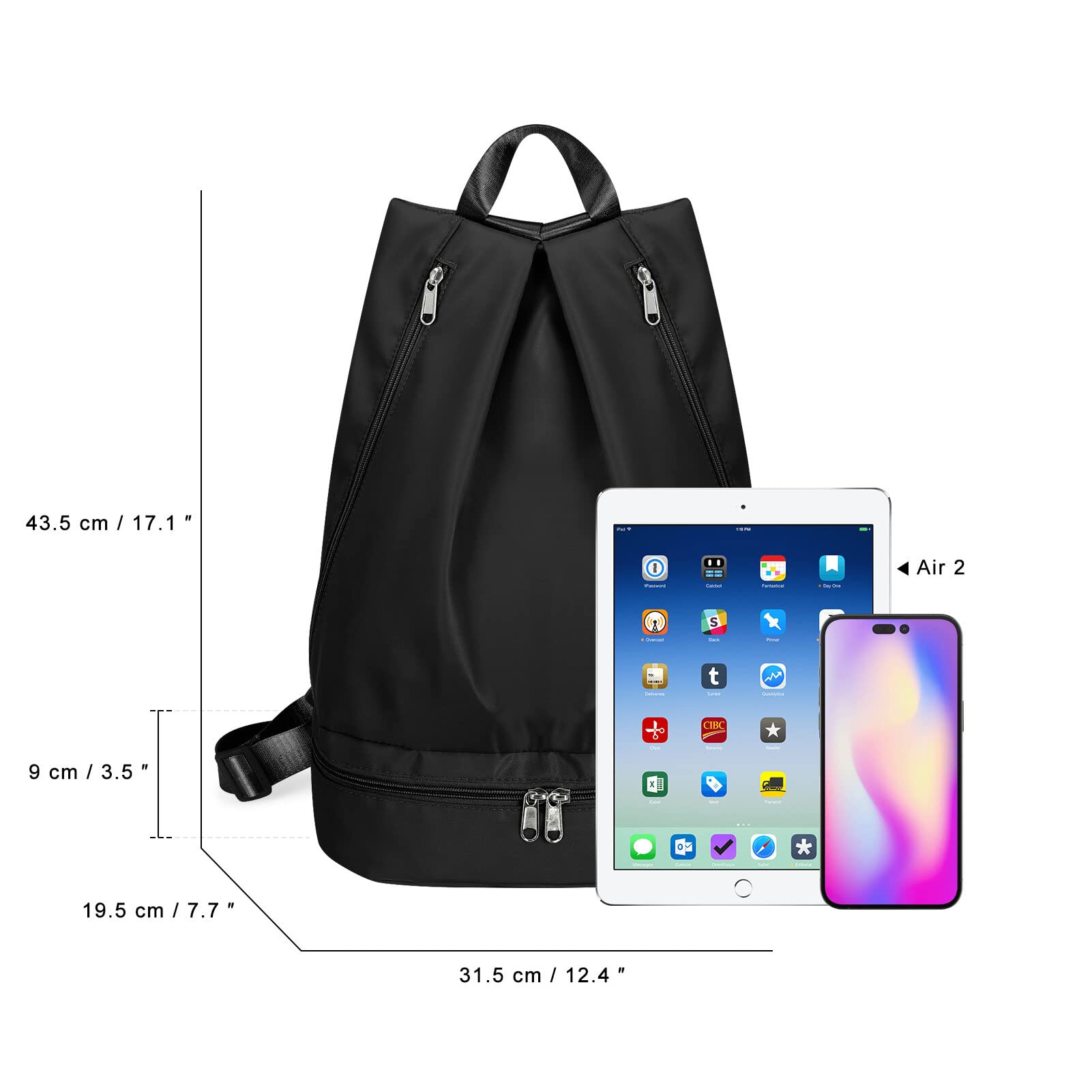 Perselief Women's Gym Backpack Waterproof Swimming Backpack with Shoe Compartment & Wet Pocket, Sports Travel Backpack Small Gym Bag