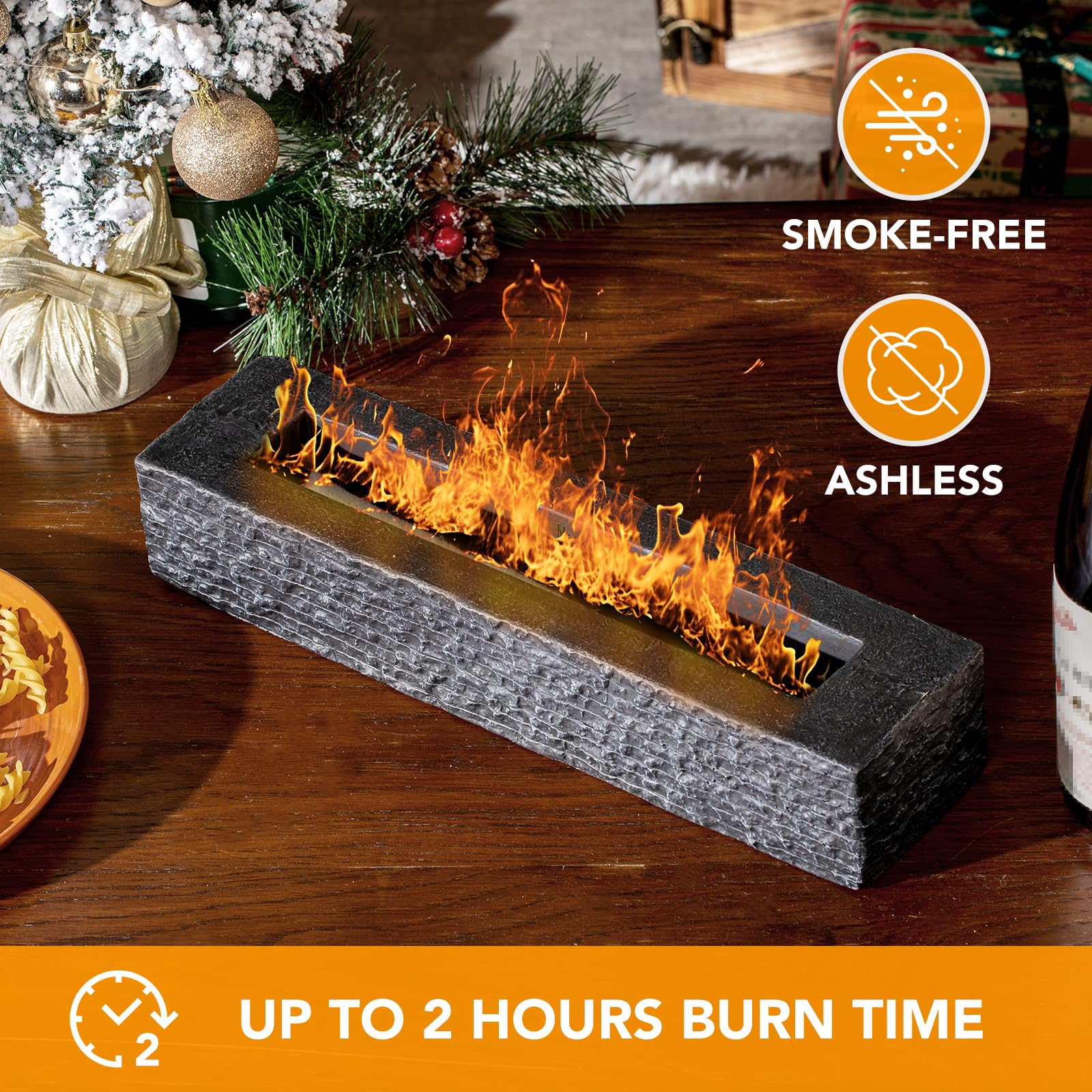 NALONE Large Rectangle Tabletop Fire Pit Outdoor Fireplace Table Top Firepit Smokeless Fire Table Decor Home Patio Balcony Backyard
