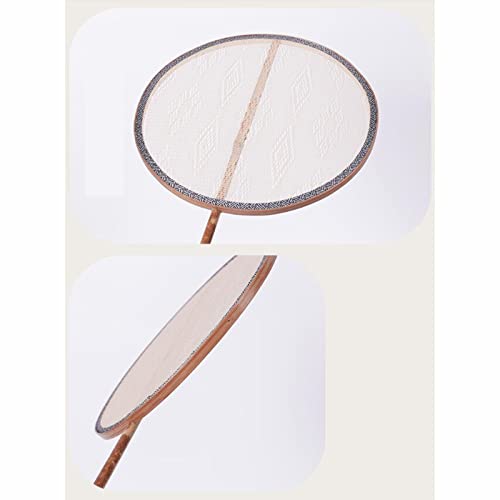 XELDEC Round fan baffle hand fan with tassel ancient Chinese fan Hanfu fan retro plain bamboo fan handle