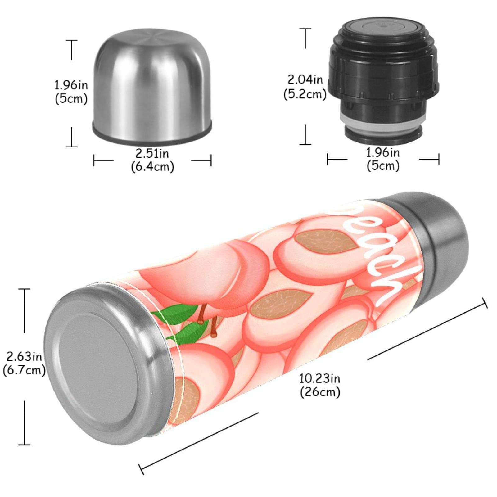 Stainless Steel Leather Vacuum Insulated Mug Peach Thermos Water Bottle for Hot and Cold Drinks Kids Adults 16 Oz