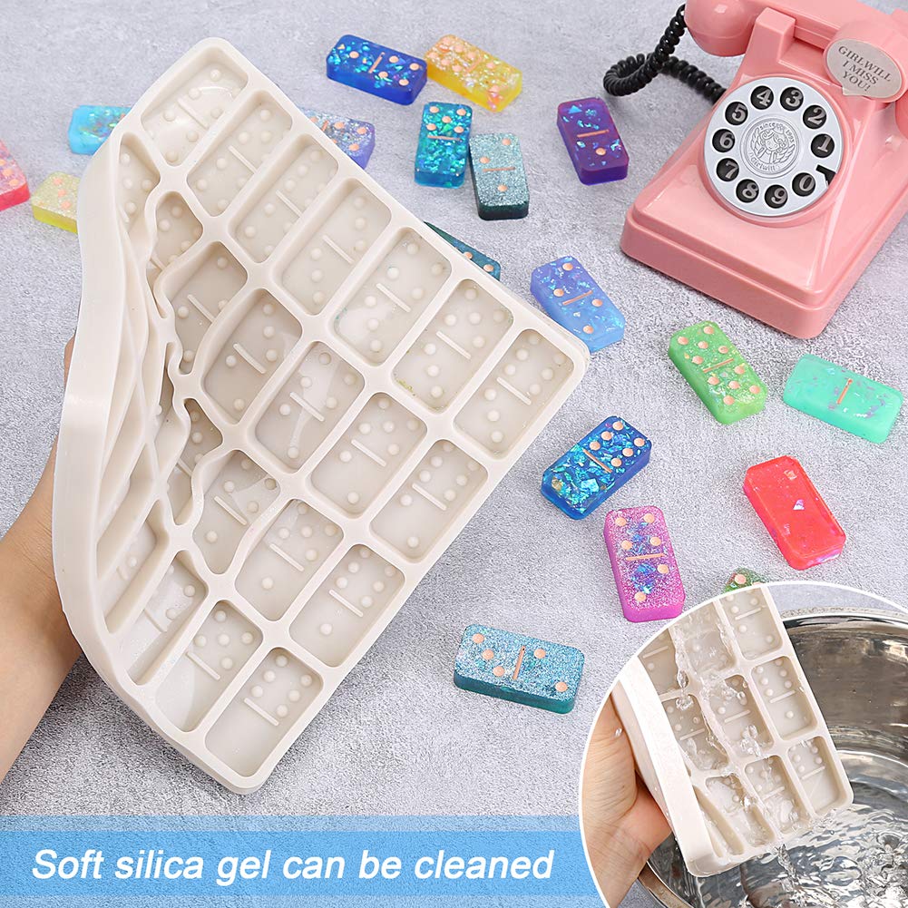 Professional Domino Molds for Resin Casting, Jumbo Silicone Dominoes Mold 28 Cavities, Baking Molds β Flexible and Non-Stick Design β Ideal for Chocolate Bar Mold, Soap, Jelly, Cake Ornaments