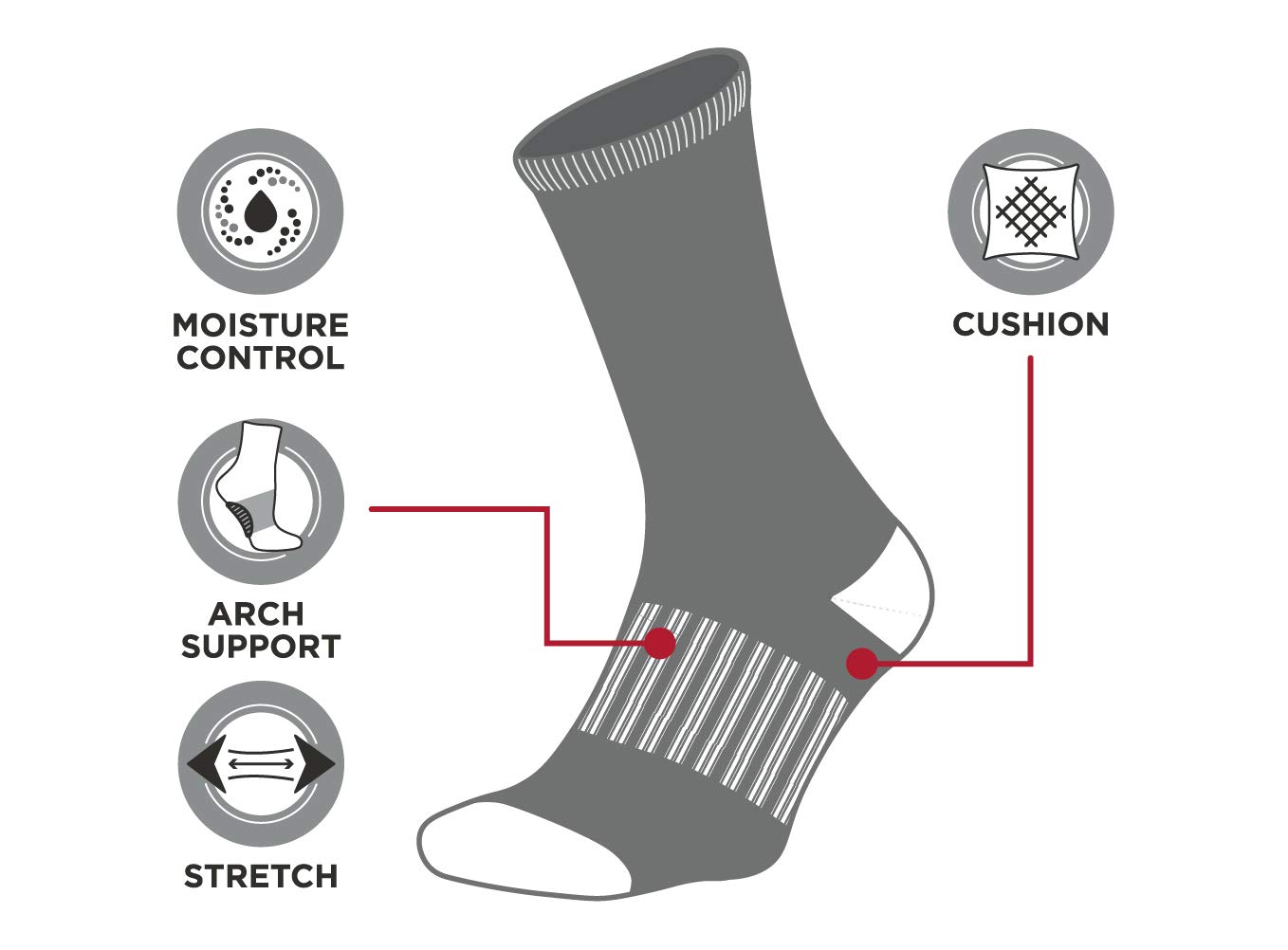 New Balance Boys' Cushioned Crew Socks with Reinforced Heel and Toe (4 Pack), Size Small, Grey/Black