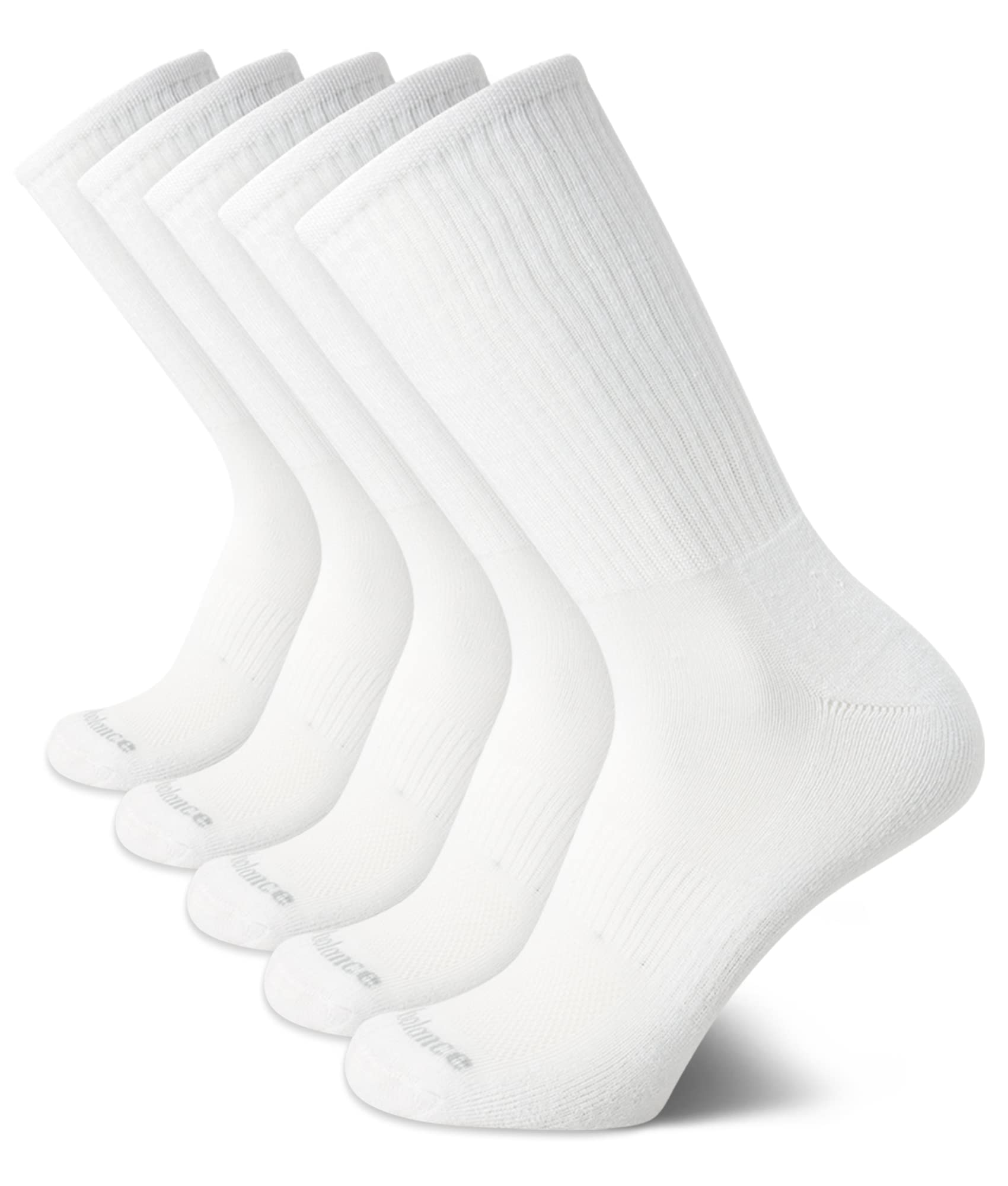 New Balance Men's Athletic Arch Cushion Comfort CrewāSocksā(5 Pack), Size 6-12.5, White