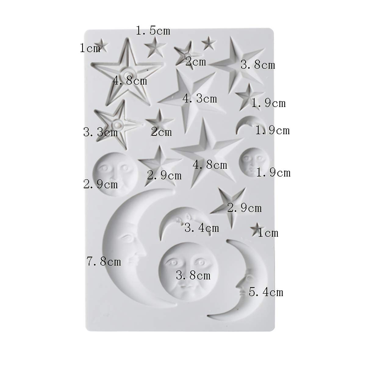 Moon Stars Sun Face Silicone Fondant Mold Chocolate Candy Gumpaste Sugarcraft Tool Cake Decorating Tools Epoxy Resin DIY Polymer Clay Silicone Mold