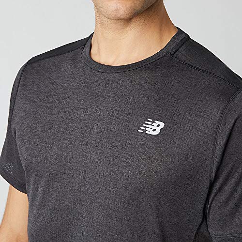 New Balance Men's Impact Run Short Sleeve, Black Heather, Large