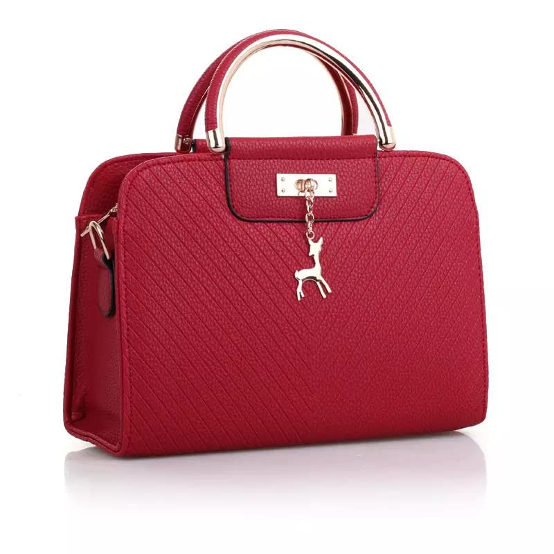 Vasuprada leather women bags new pattern leather women handbag little ornaments shoulder bag for women (Wine Red)