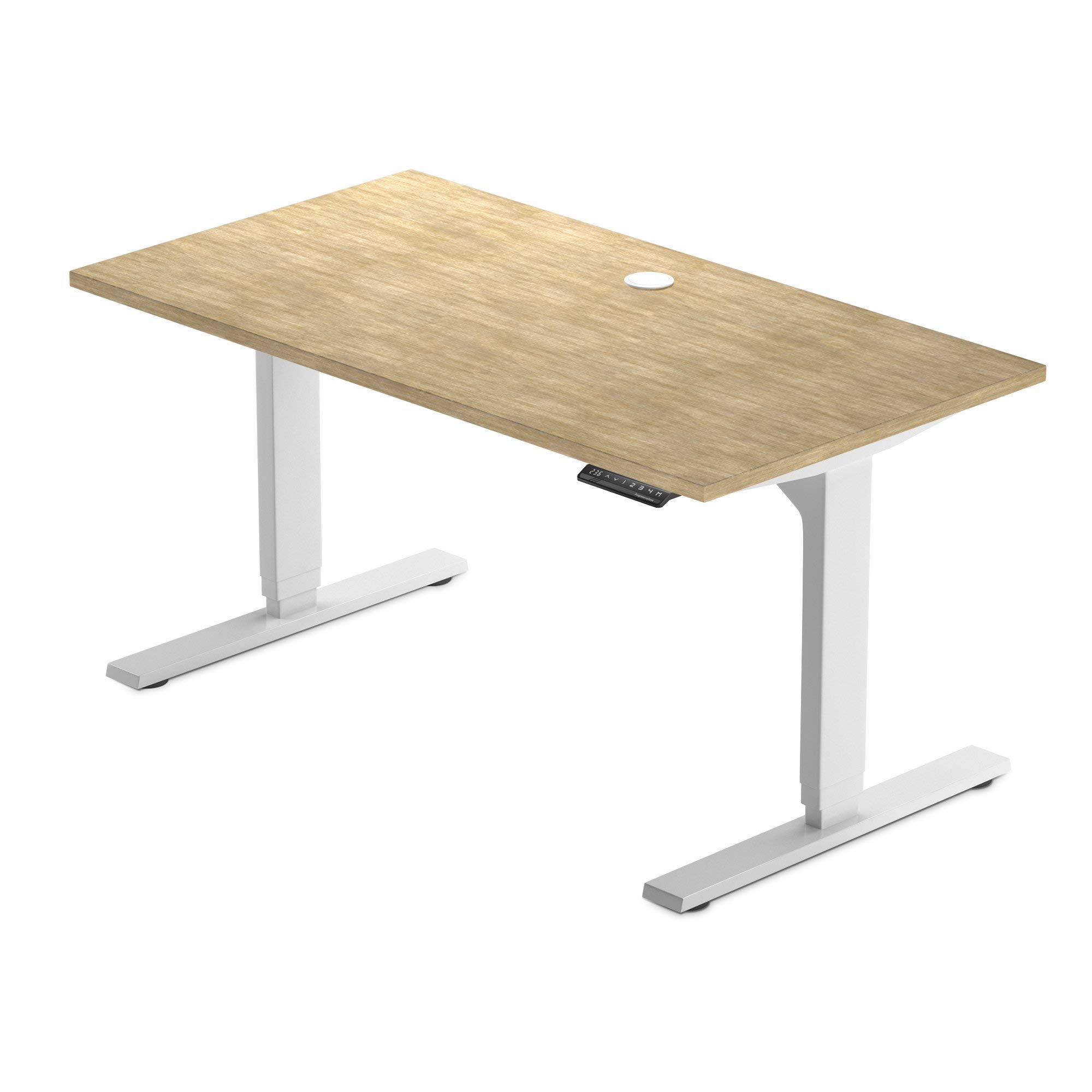 PROGRESSIVE AUTOMATIONS Desk Electric Standing Desk, Dual Motor Adjustable Height Stand up Desk 48x30 - Maple Woodline, White Frame