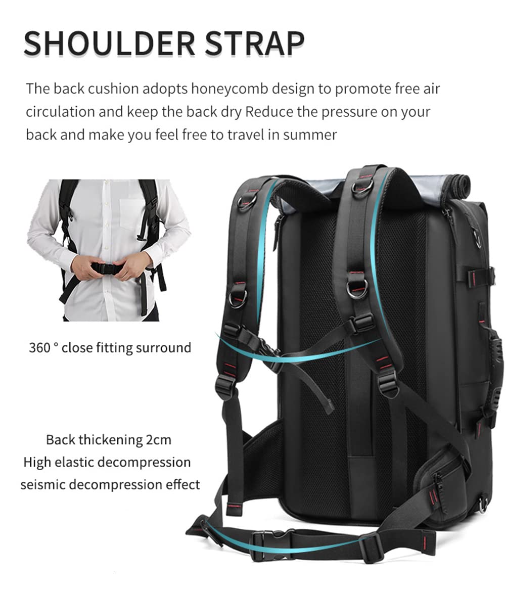 NASKVOWT Men travel backpack, gym backpack with shoe compartment, travel bag with shoe compartment, travel backpack carry on with USB charging port, shoe backpack, camping, outdoors trekking backpack