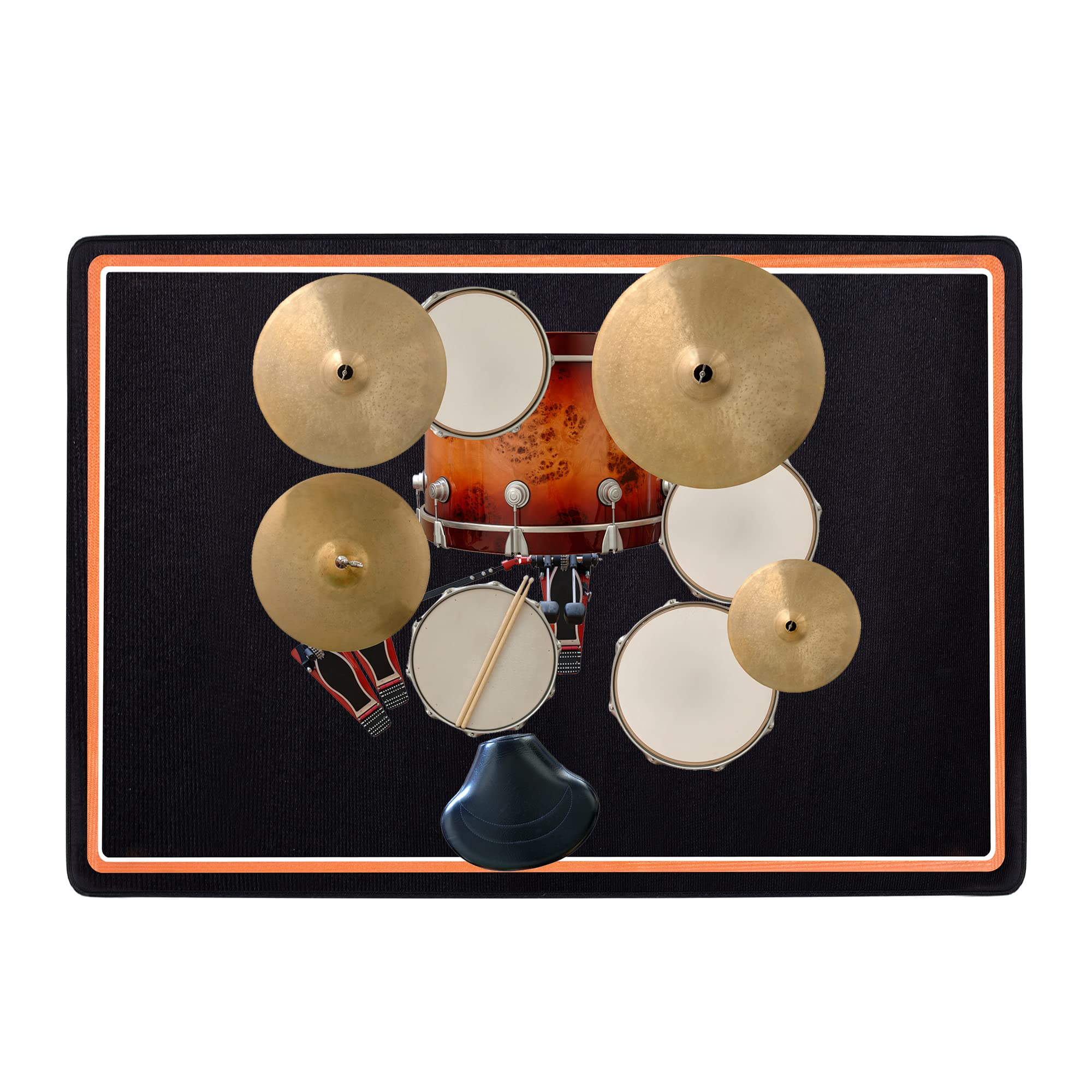 TORIBIO Drum Rug, 6 Ft x 5 Ft Drum Mat Drum Carpet Music Rug with Non-Slip Grip Bottom, Soundproof Rug Pads Electrical Drum Carpet Drum Accessories for Drummers