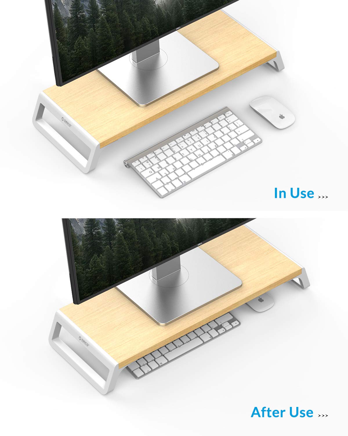 ORICO Wood Monitor Stand, Computer Riser with Keyboard Storage Space for PC, Laptop, Printer, Home Office Desk Organizer