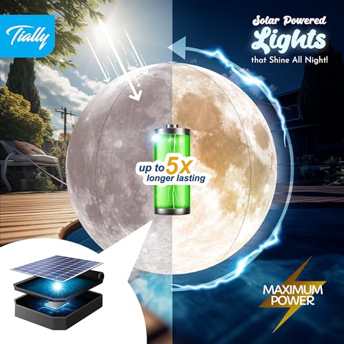 TIALLY Full Moon Floating Pool Lights β 14β Solar Pool Lights That Float, Led Pool Light Glow Ball - Pool Accessories and Gifts for Pool Owners - Set of 2 Led Balls