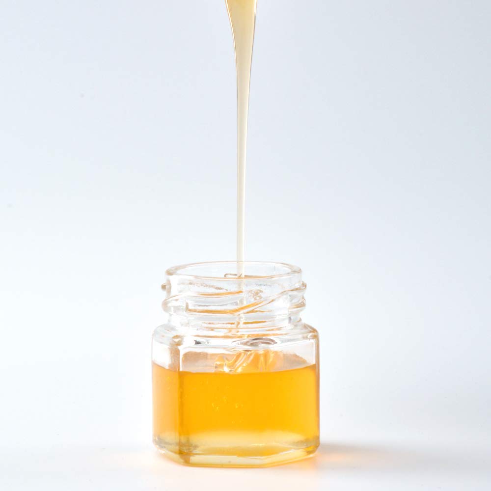 Rormket 1.5oz 6Pack Mini Glass Hexagon honey Jars Gold Lids, Jam Honey Dipper,Wedding Favors,Baby Food,Candle,Crafts Canning Jar,Glasses jar (Golden)