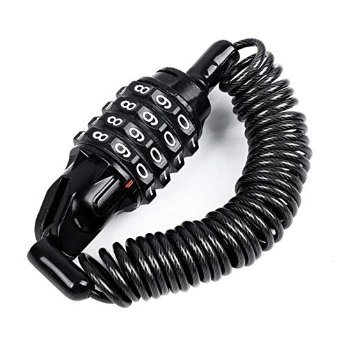 SRZR Bicycle Lock Durable Helmet Lock Chain Password Combination Portable Bike Motorcycle Anti-Theft Cable Lockstitch Bike Lock (Color : Black)