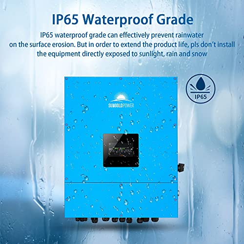 SUNGOLDPOWER UL1741 6000W 48Vdc Hybrid Solar Inverter, AC 240V Input, AC 120V/208V/240V Output Split Phase Inverter, AC Coupled, IP65 Rating Waterproof Inverter for Grid Tied and Off Grid System
