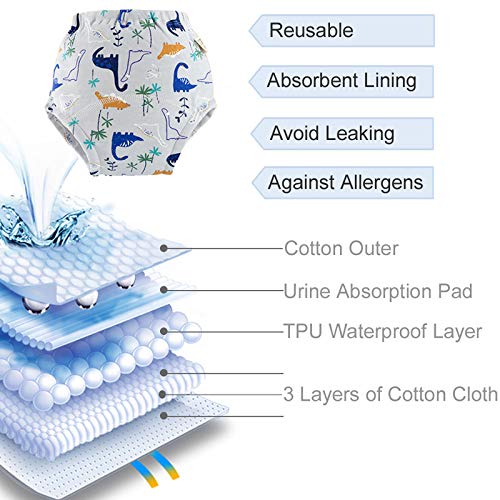 Orinery Waterproof Unisex Baby Training Pants Toddler Boys Girls Cotton Underwear 4 Pack(1-2T, MT-B)