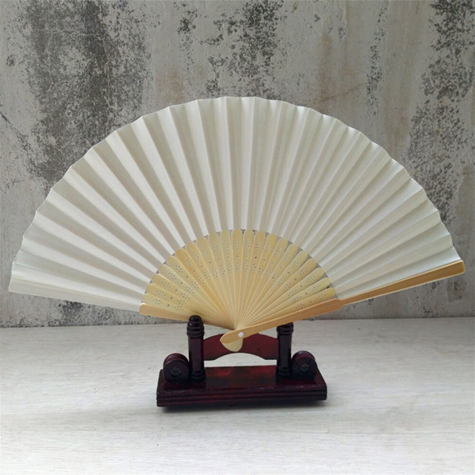 Xinbalove Hand Folding Fans Chinese Tai Chi Folding Fan Hand Held Fan Folding Paper Fan Summer Pattern Folding Dance Wedding Party Lace Silk Folding Hand Held Solid Color Fan ( Color : Hot Pink )