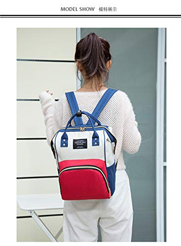 MLBCARE baby bag back pack large-capacity multi-functional fashionable shoulders diaper backpack mother's portable baby care bag Separate storage (Red white blue)