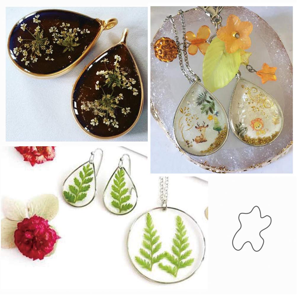 OBSEDE Open Bezel Pendants Charms Resin Molds for Jewelry Findings DIY Pressed Flower Frame Assorted Geometric Hollow Trays 30pcs