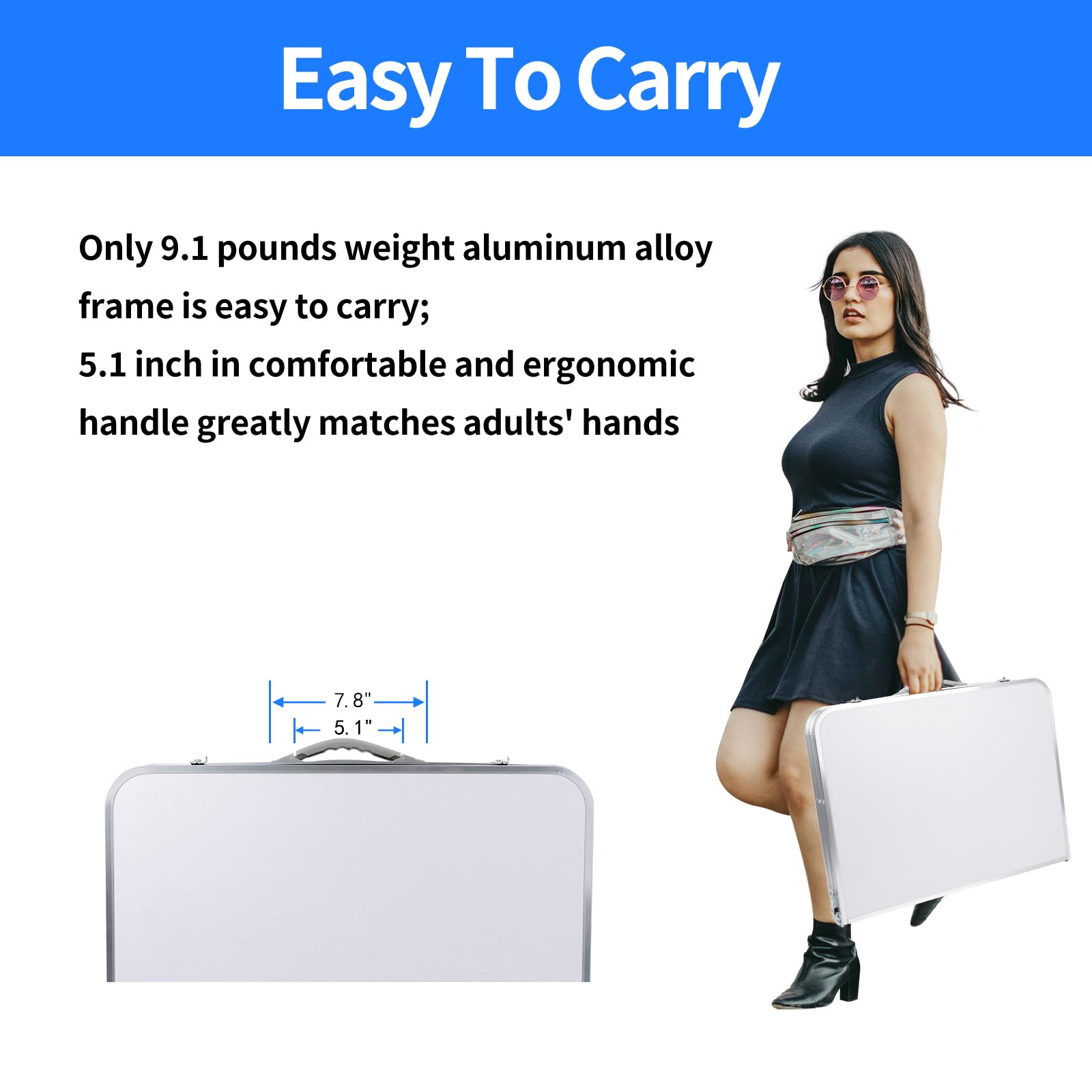 Moosinily Folding Camping Table 3 Ft Portable Picnic Table Foldable 2 Height Adjustable Aluminum Camp Table Outdoor for Card BBQ White 35.2×23.6 inch