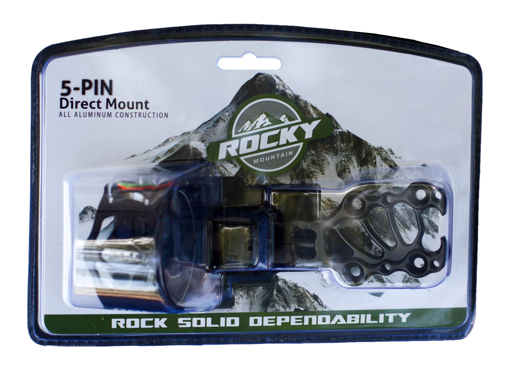 Mountain Rocky Direct Mount 5-Pin Bow Sight - .019β Pins, All Aluminum Construction, 2nd & 3rd Axis Adjustable, Tool Free Micro Adjust Windage & Elevation Laser Etched Markers, Built-In Light Adapter