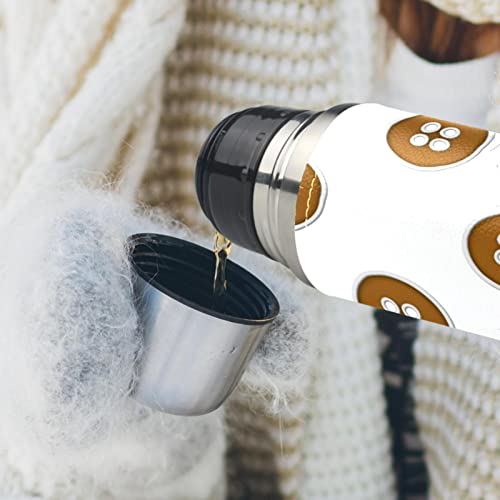 Stainless Steel Leather Vacuum Insulated Mug Christmas Cookies Thermos Water Bottle for Hot and Cold Drinks Kids Adults 16 Oz