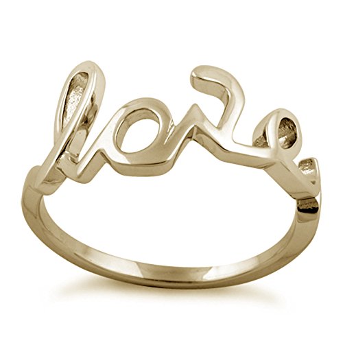 Mevoi 14K Yellow Gold Plated Love Script Ring - Size 9