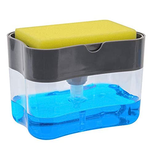 ONDIAN Soap Dish Hand Wash Dispenser Pump Caddy Manual Bottle Bracket in for Press Sink Soap with Sponge Without Liquid Washing Dispenser Countertop Lye Holder Dish Foam Pump Bottle Dispenser