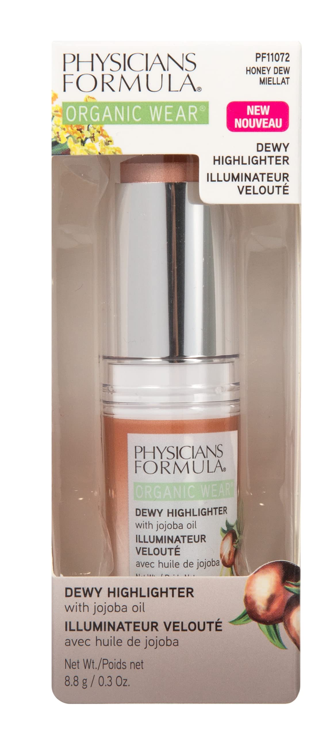 Physicians Formula Organic Wear All Natural Dewy Highlighter Stick Makeup, Makeup Honey Dew, Dermatologist Tested