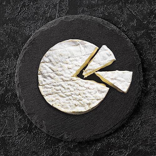 Round Slate Platter Plates, Appetizer and Cheese Plates,10”x10” Black Stone Charcuterie Boards,Sushi Mat,Cake and Pastry Tray(25x25cm,2pc)…